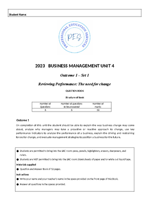 UNIT 3/4 Business Management Comprehensive Notes - GLOSSARY DEFINITIONS ...