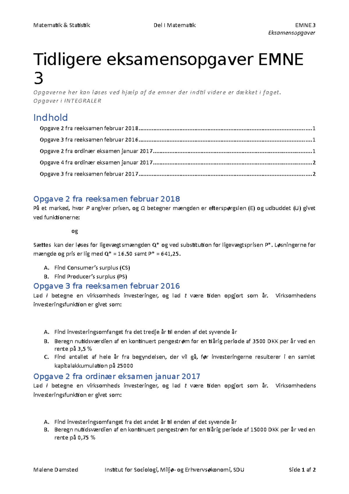 Eksamenstræning Emne 3 (opgaver) - Matematik & Statistik Del I ...