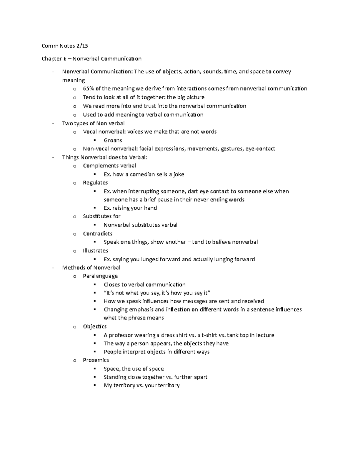 Chapter 6-Nonverbal Communication - Comm Notes 2/ Chapter 6 – Nonverbal ...