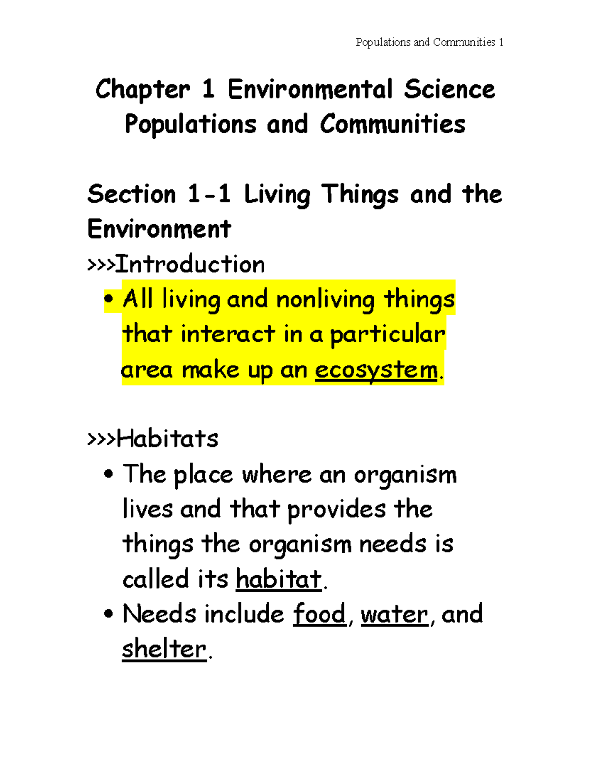 Chapter 1 Environmental Science - Chapter 1 Environmental Science ...