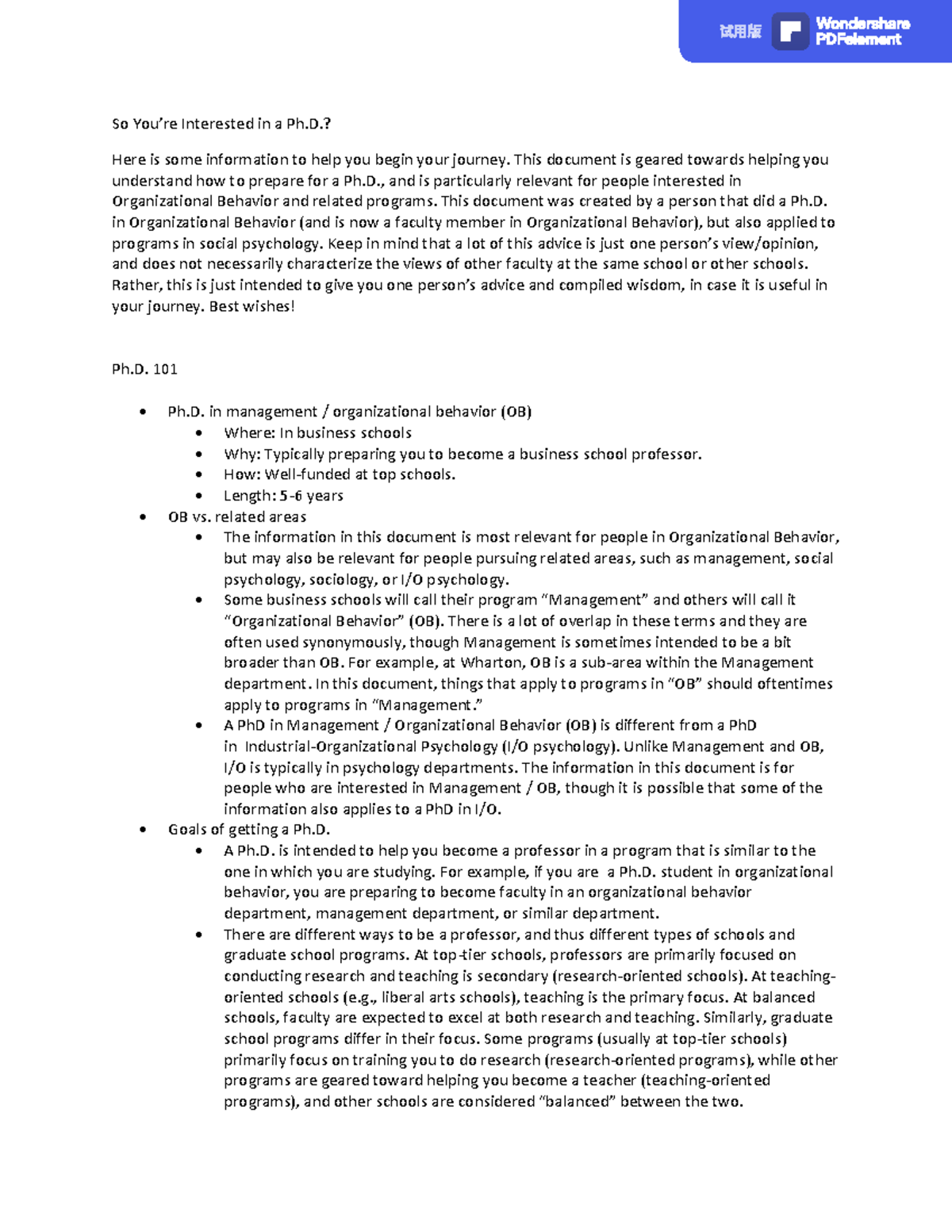 OB PhD application guide - So You’re Interested in a Ph.? Here is some ...