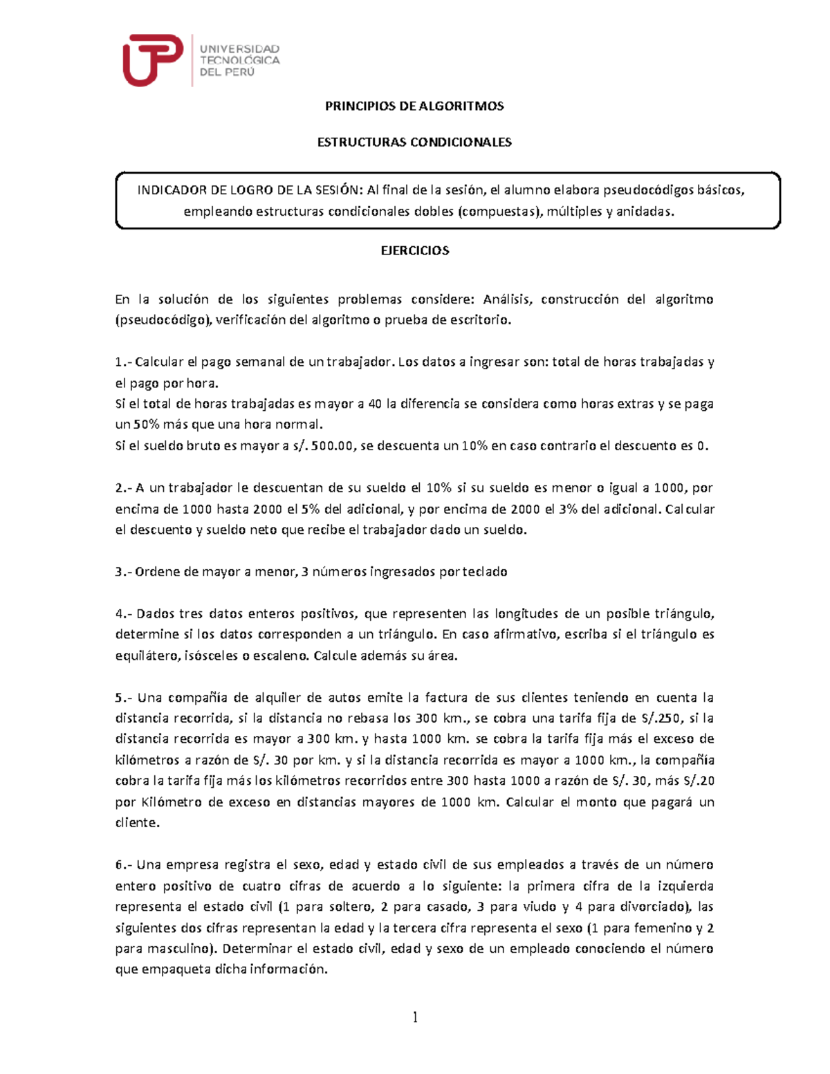 Practica 5 - Estructuras Condicionales 31037 - PRINCIPIOS DE ALGORITMOS ...