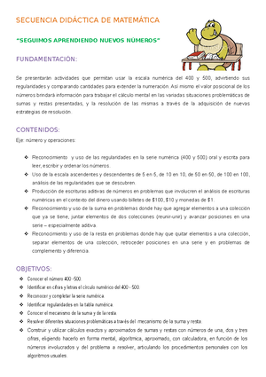 Planificacion - Matemática 5to - Matemática 5to grado Secuencia de ...