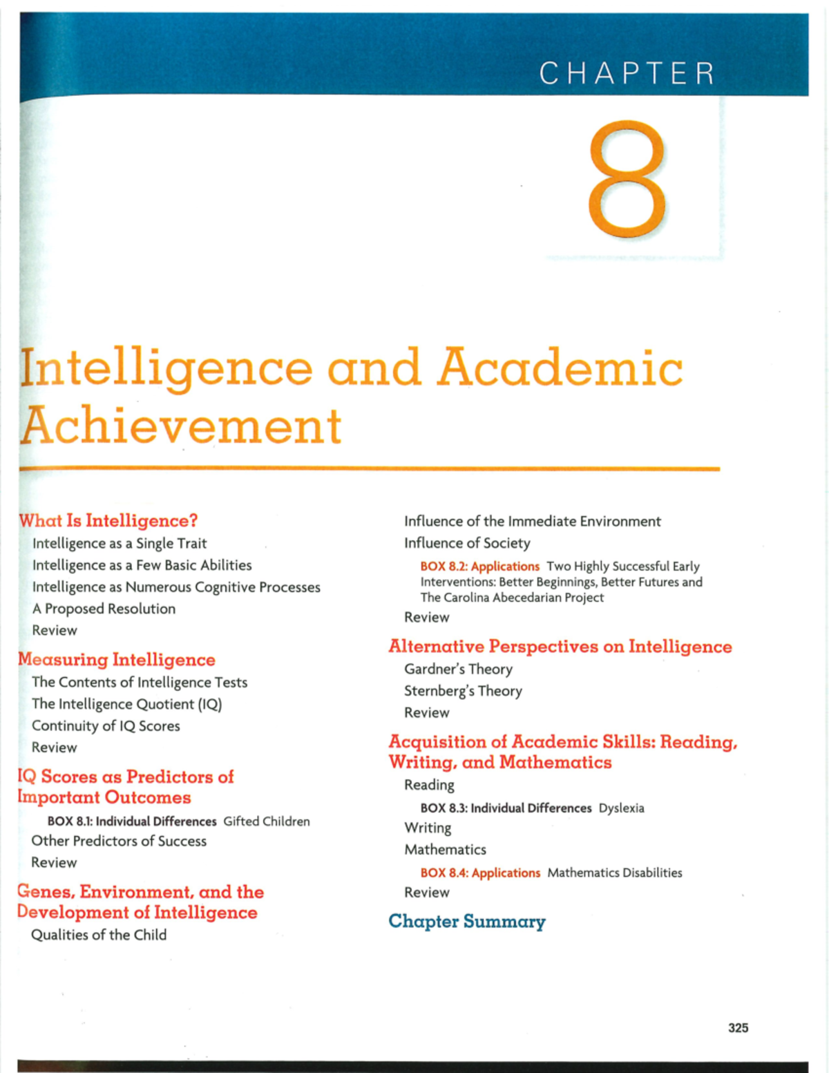 Intelligence chapter edited - PSYC 315 - Studocu