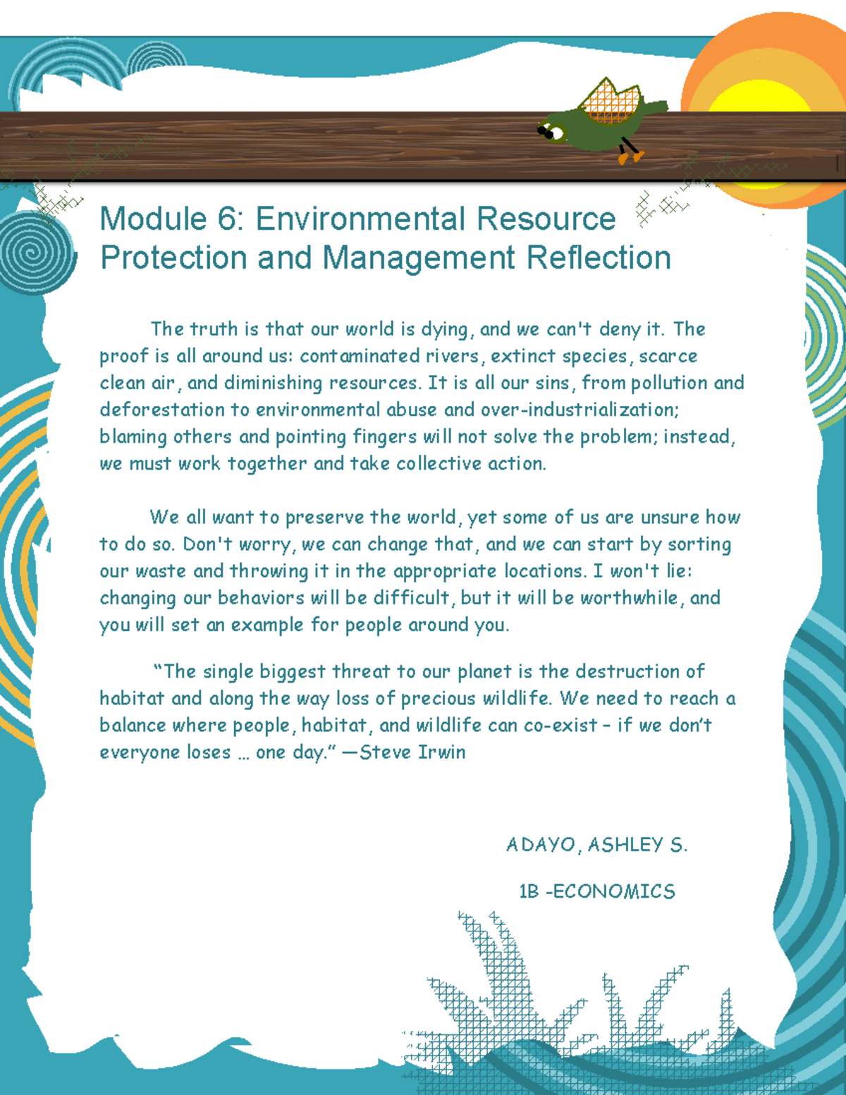 Module 6 Reflection - Hope its helps you. Thank you. godbless - Module ...