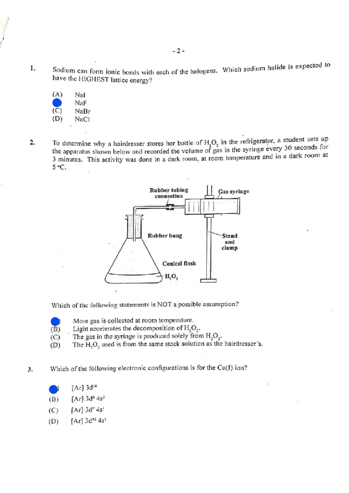 CAPE CHEM U1P1 2022 Answers - CHFP - Studocu