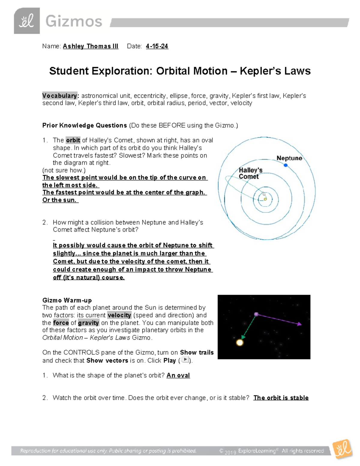 Orbital Motion SE - yes - Name: Ashley Thomas III Date: 4-15- Student ...