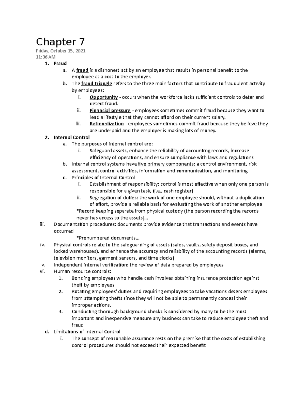 Chapter 7 - Lecture notes 7 - Chapter 7 Friday, October 15, 2021 11:36 ...