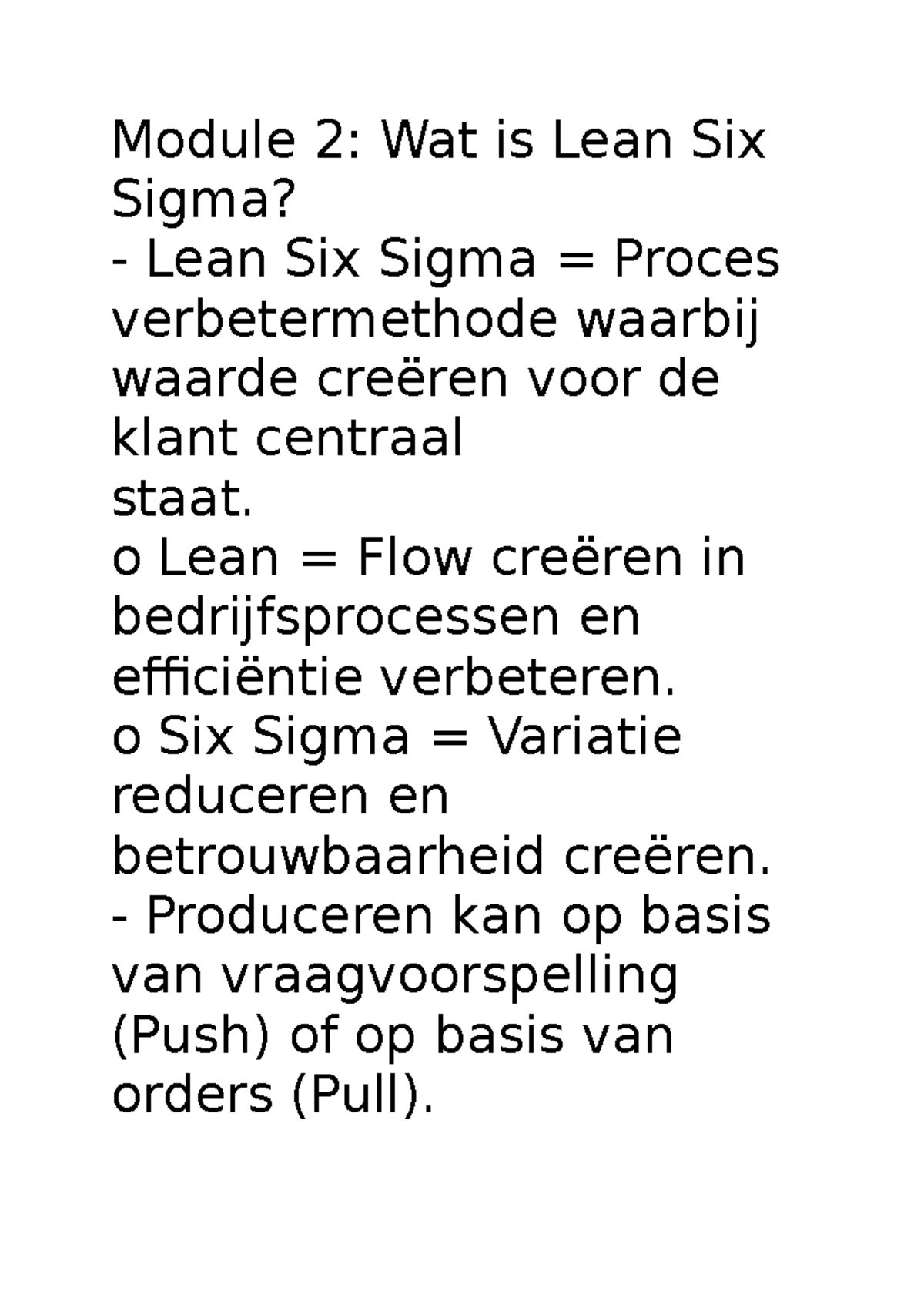 Samenvatting Skoledo - Online leeromgeving - Module 2: Wat is Lean Six ...