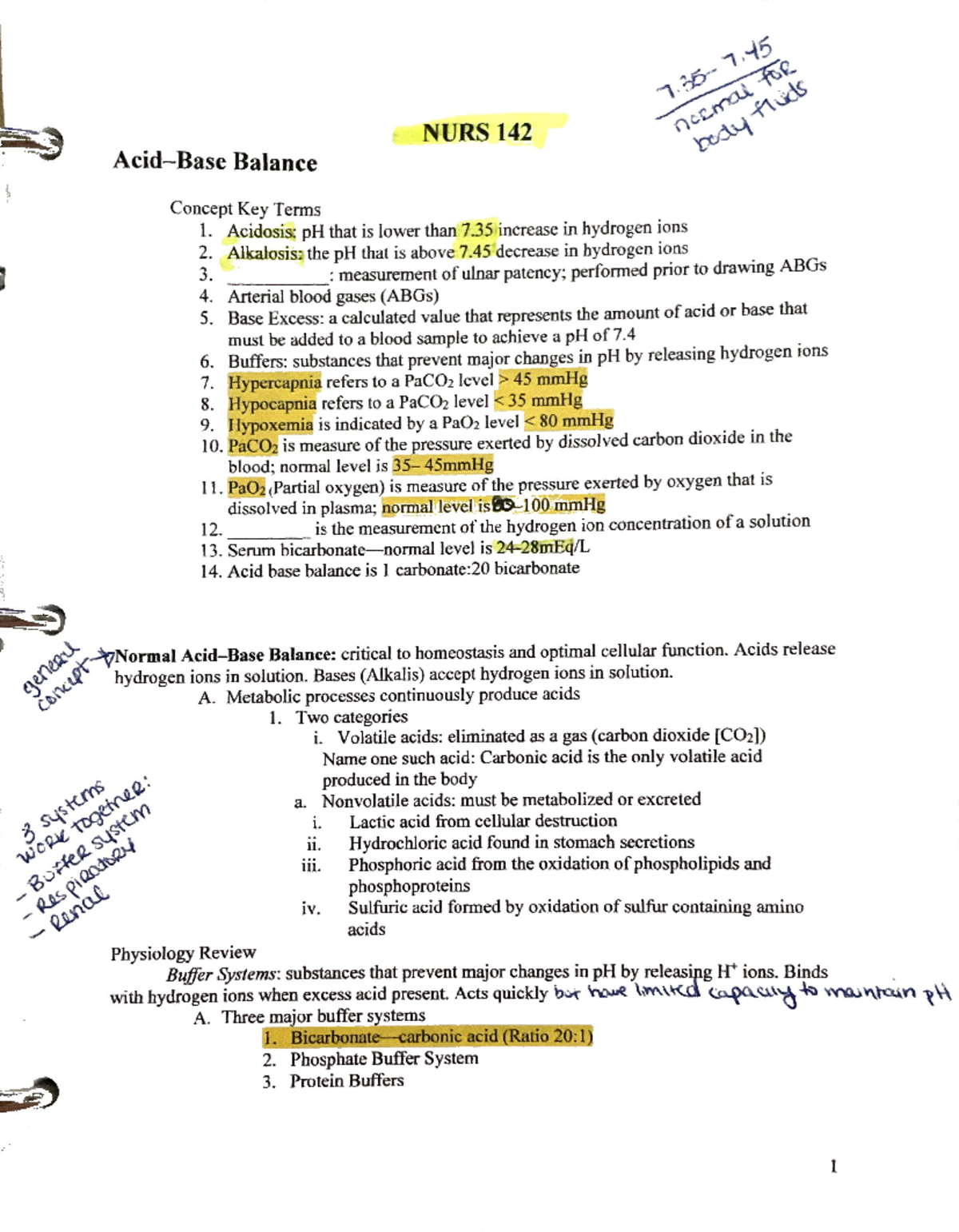 Acid base - Break down of fundamentals of acid and base - NURS 143 ...