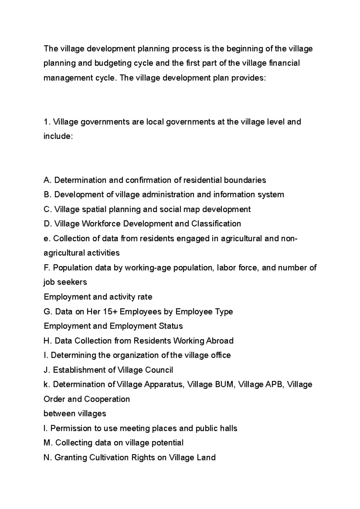 Development planning process - The village development plan provides ...