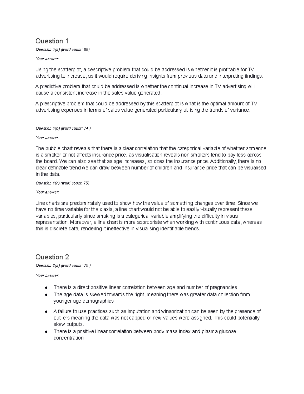 119 tutorial work - Question 1 Question 1(a) (word count: 89) Your ...