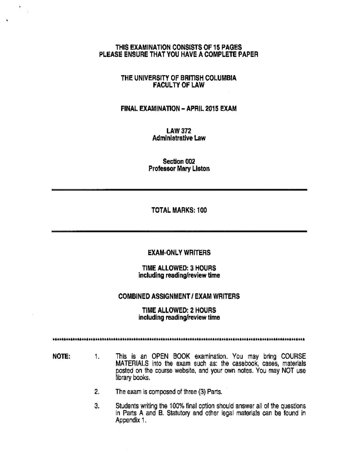 Exam April 2015 Questions Section 2 Warning Decodescan Unexpected Mcu Data Current