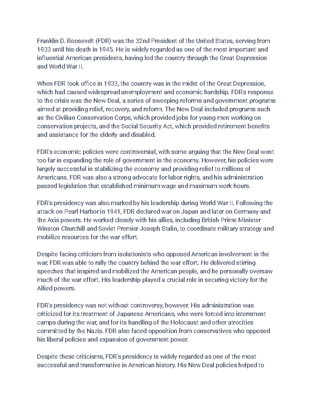 Franklin Delano Roosevelt Presidency - Franklin D. Roosevelt (FDR) was ...