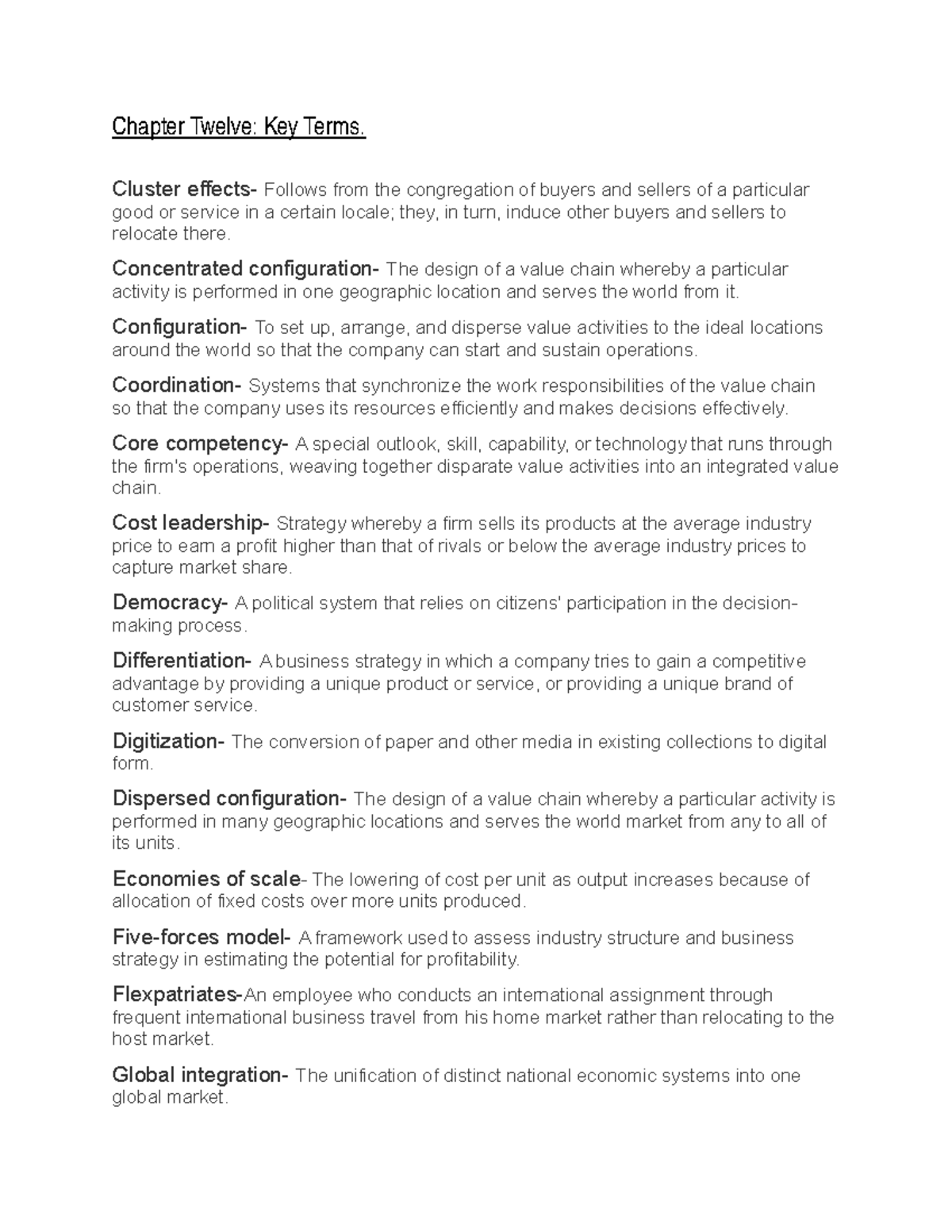 Ch.12 Keyterms - Glossary definition. - Chapter Twelve: Key Terms ...