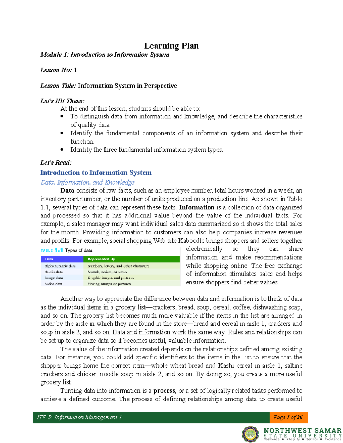 M1 Introduction to Information - Identify the fundamental components of ...