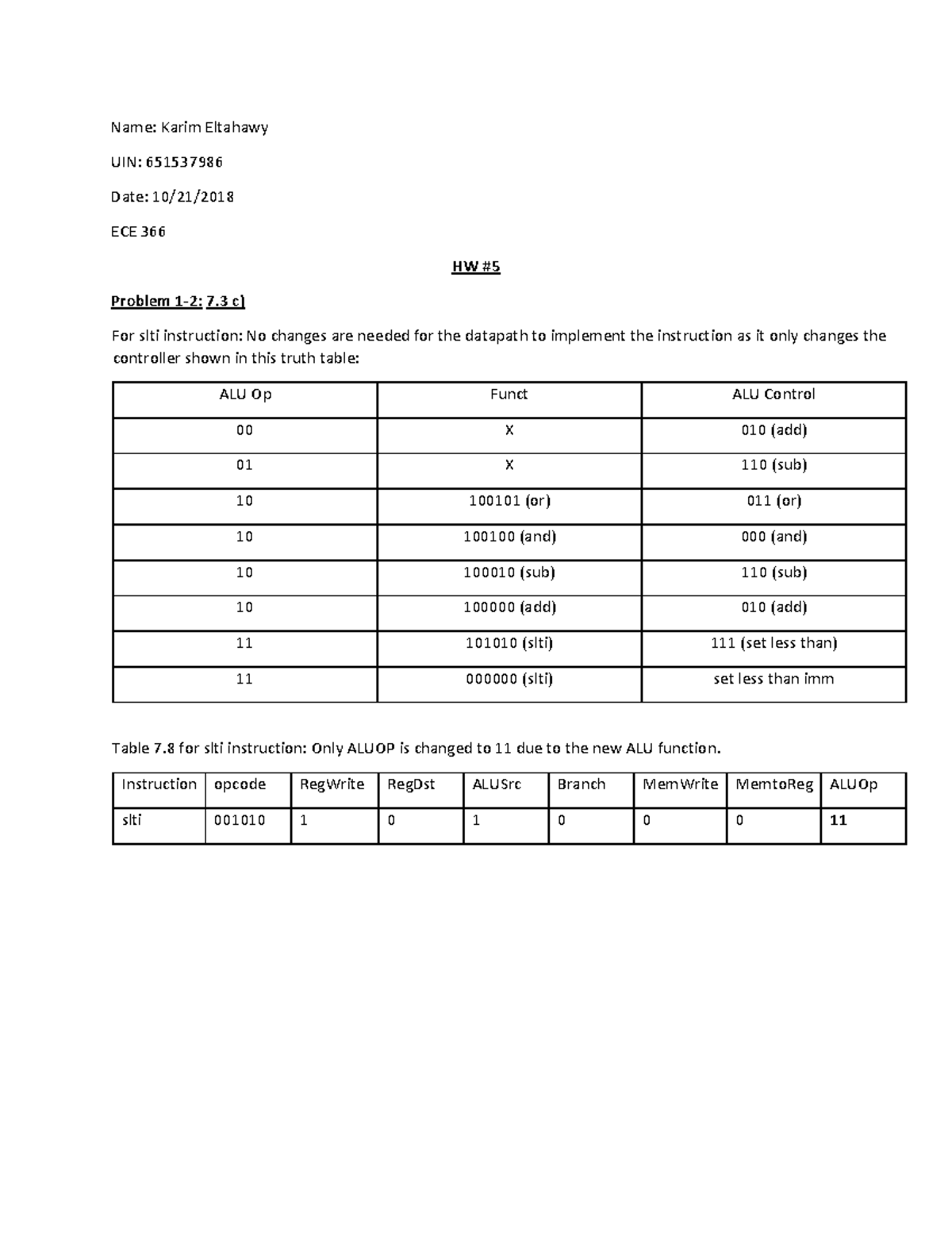 Ece 366 Solution Hw5 Name Karim Eltahawy Uin 651537986 Date 10 21 Ece 366 Hw Problem 