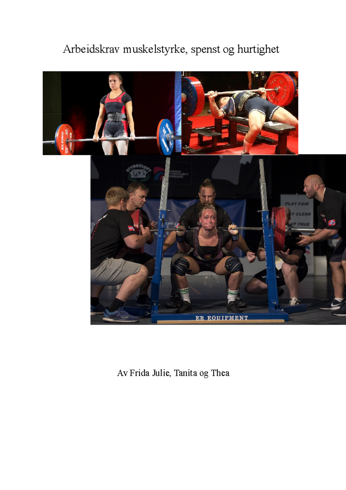 IDR1022 - Arbeidskrav styrketrening - Arbeidskrav muskelstyrke, spenst ...