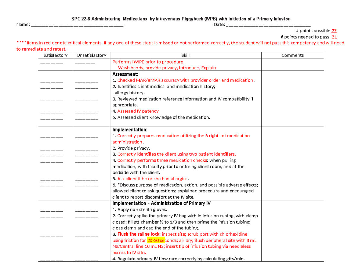 SPC 22-6 - Administering Medications by Intravenous Piggyback (IVPB ...
