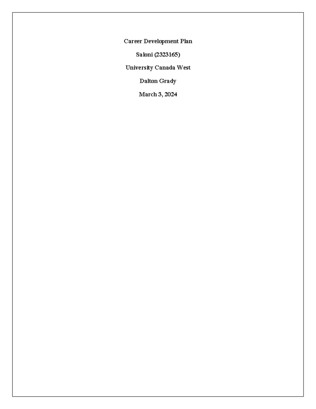 Career Development Plan Assignment HRMT - Career Development Plan ...