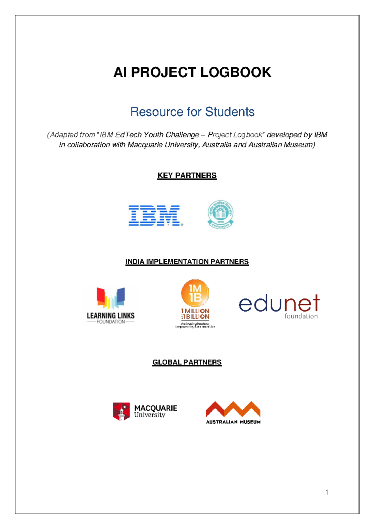 IBM-CBSE AI Project Logbook - AI PROJECT LOGBOOK Resource for Students ...