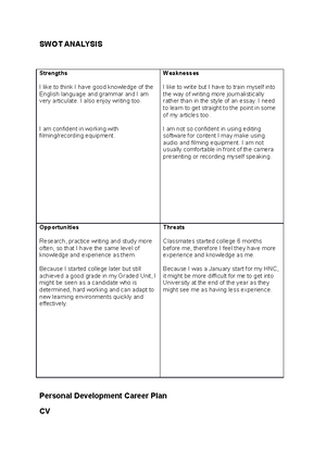 Graded UNIT 1 Development Stage - Course: HND Sports Therapy Class ...