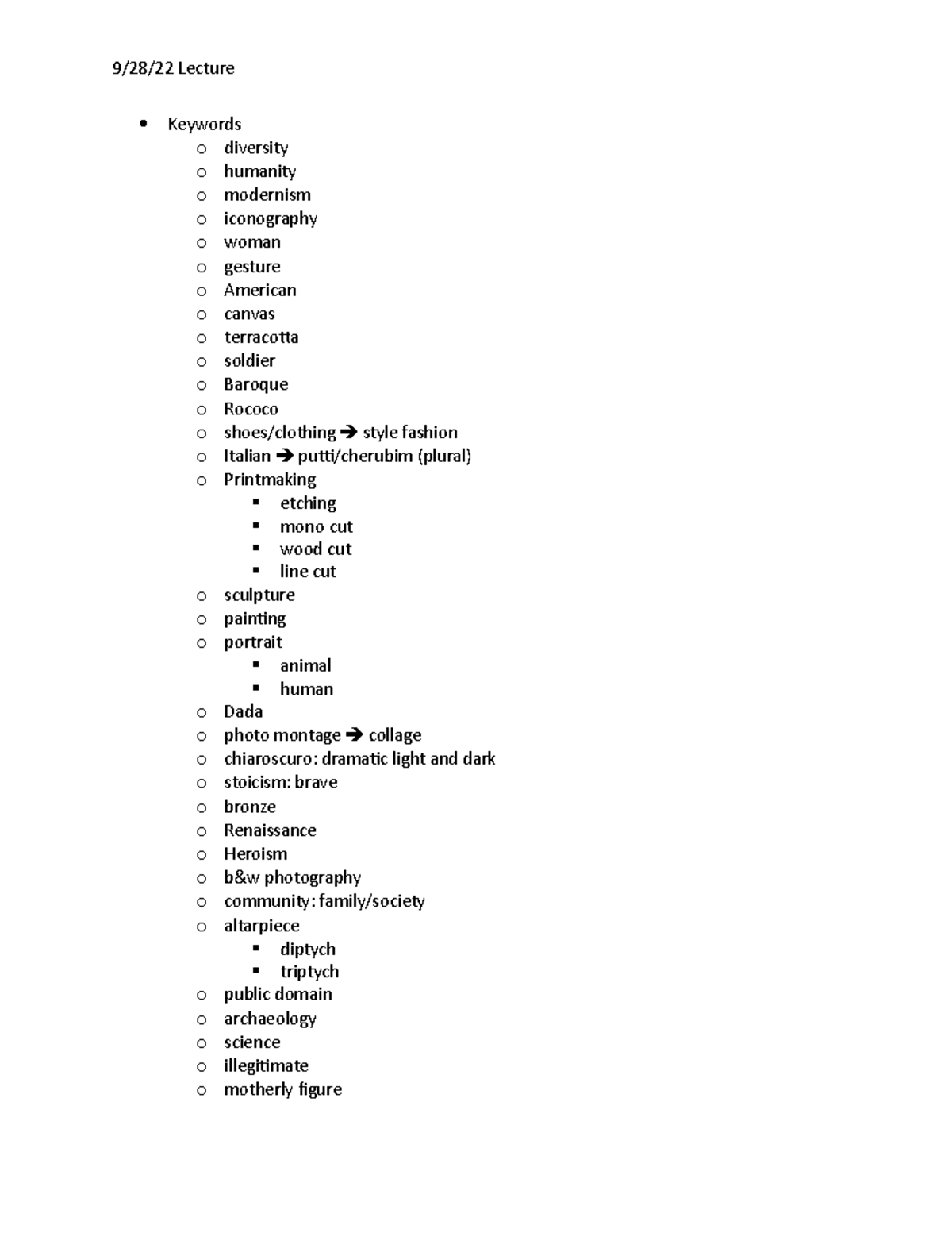 9-28-22 Lecture - Term: Fall 2022 - 9/28/22 Lecture Keywords o ...