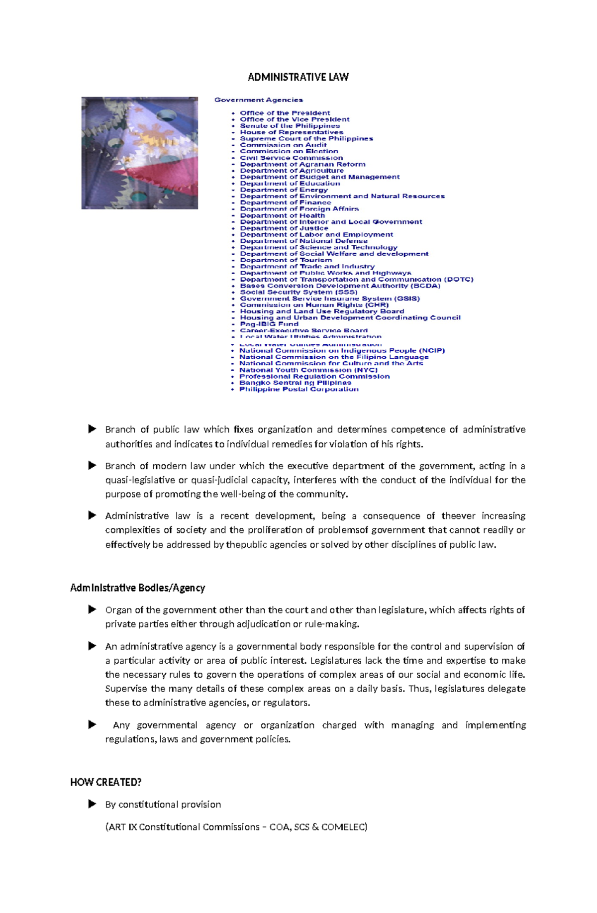 Administrative-LAW - ADMINISTRATIVE LAW Branch of public law which ...