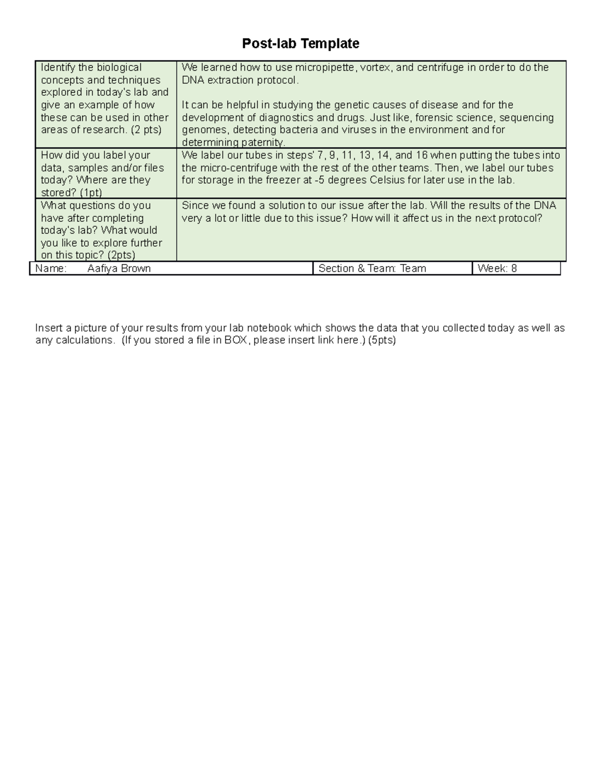 BIO 1105 Post-lab Assignment Day 8 (Summer) - Post-lab Template ...