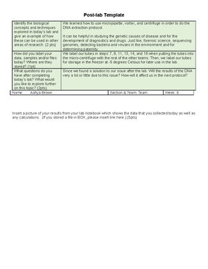 BU- Trees Post-lab Week 4 - BIO 1105 BU-TREES Post-lab Assignment ...