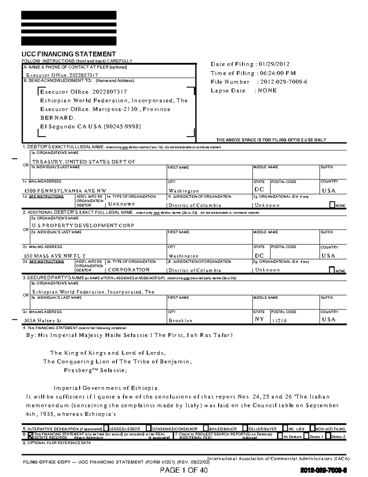 79798624 Secured Party Creditor for United States Treasury - - Studocu