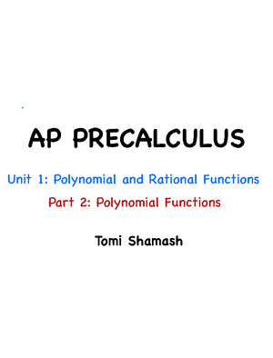 [AP Precalculus] Unit 2 Part 1 - Exponential Functions - AP PRECALCULUS Unit 2: - Studocu