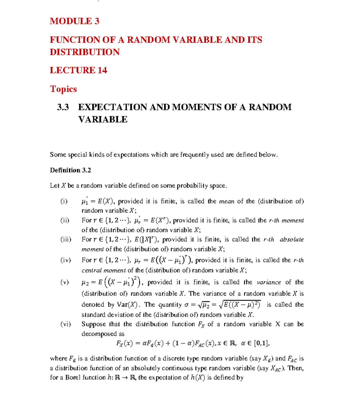 Lecture 14 - Probability and Distributions - Probability and Statistics ...