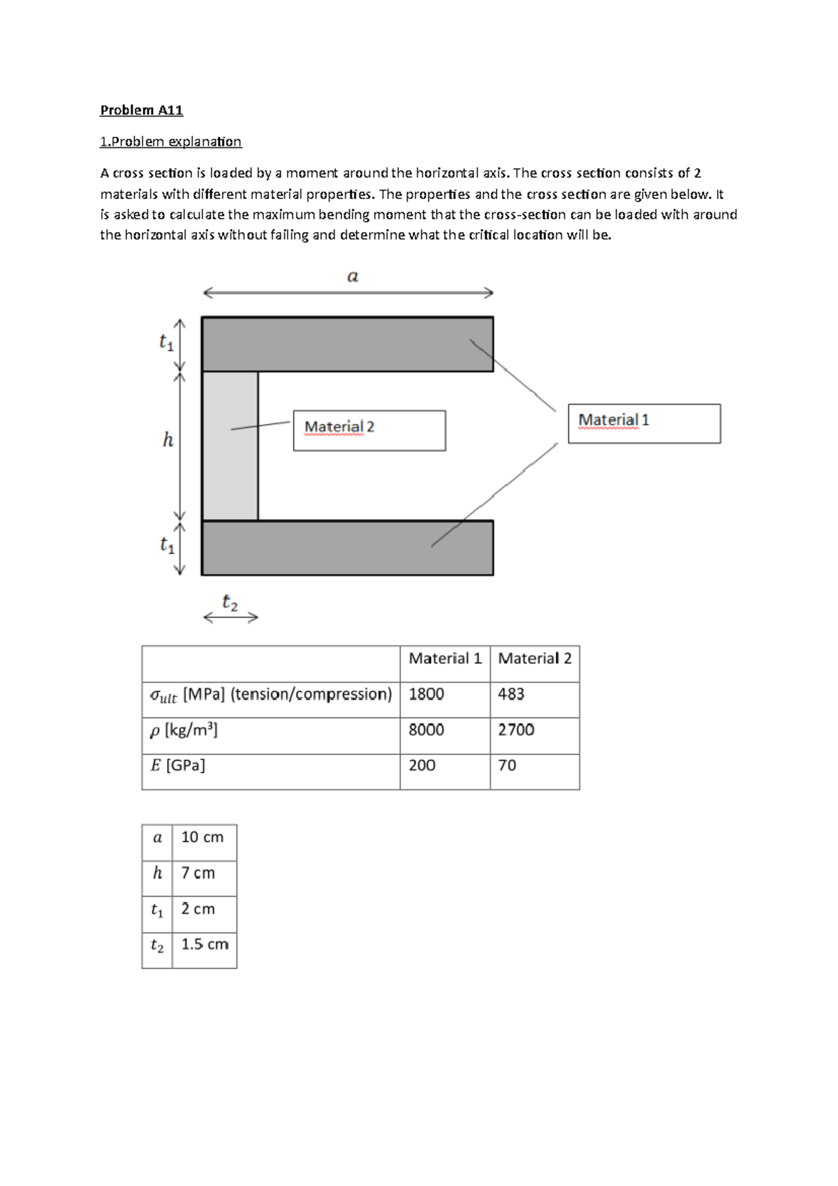 Structural Analysis & Design - Assignments - A11 - Problem A 1 explanation A cross section is ...