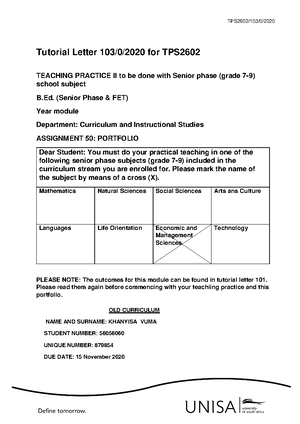 Tps2602-10064206 - Portfolio - TPS2602 - Studocu