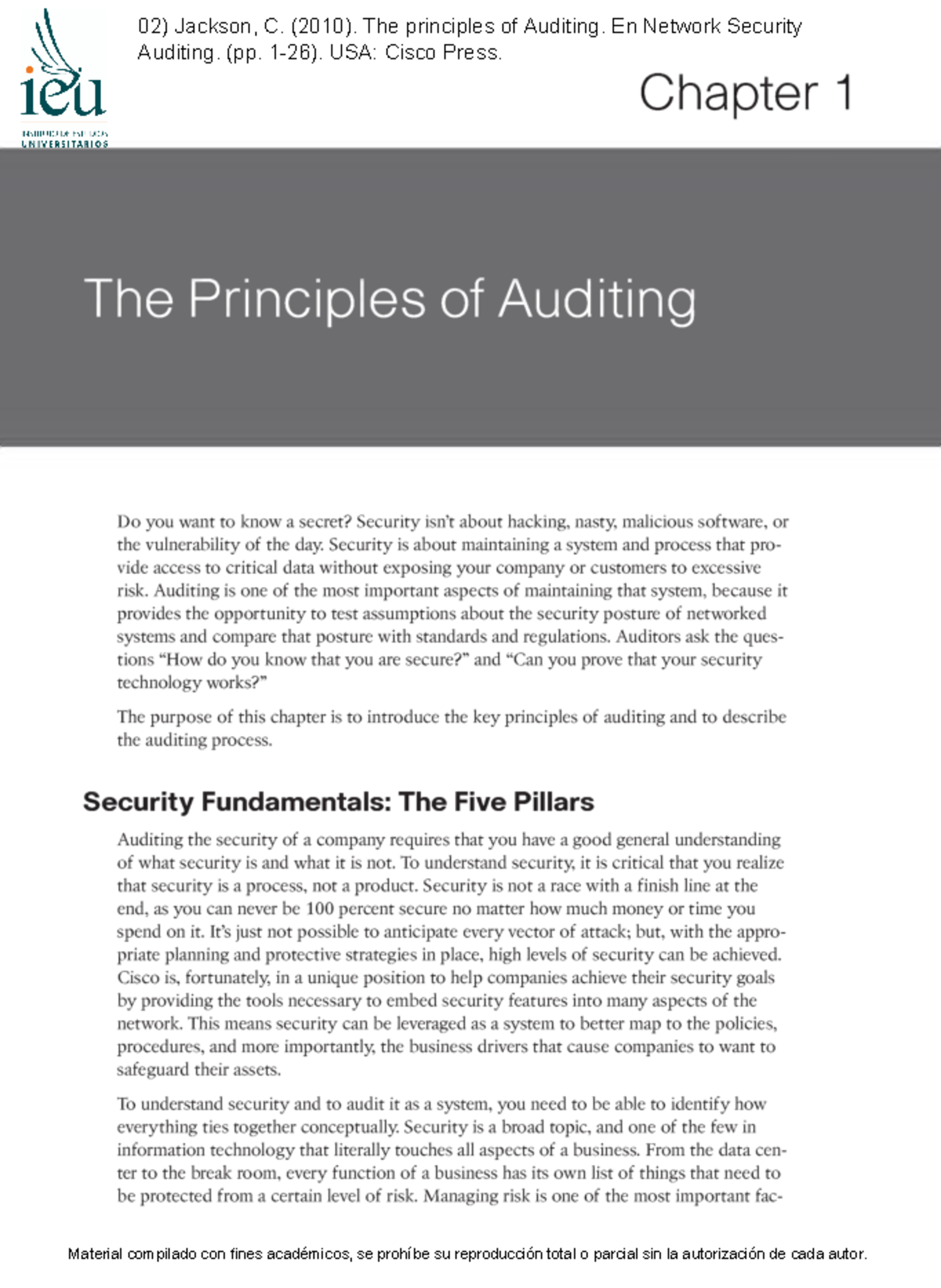 02) Jackson, C. (2010 ). The principles of Auditing. En Network ...