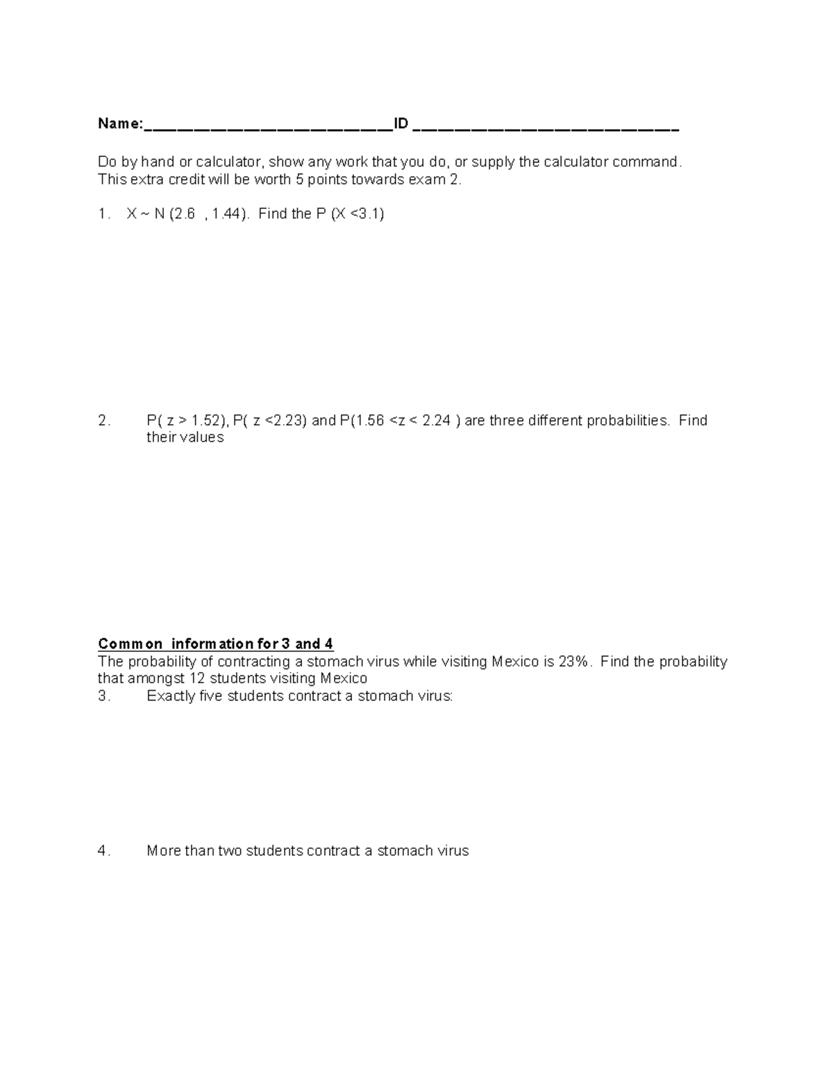 AMS Extra credit (5 points) - Name:______________________________ID