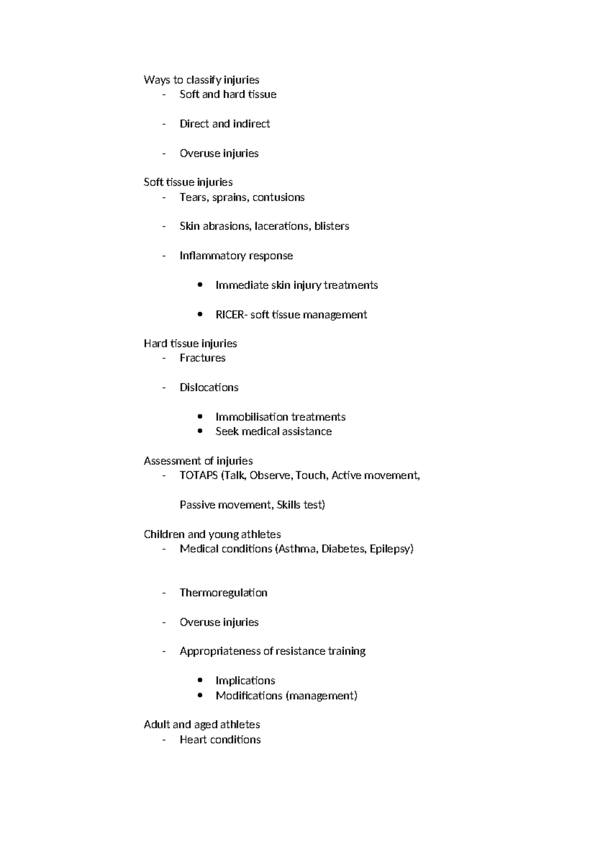 Scaffold of sports med - Pdh - Ways to classify injuries - Soft and ...