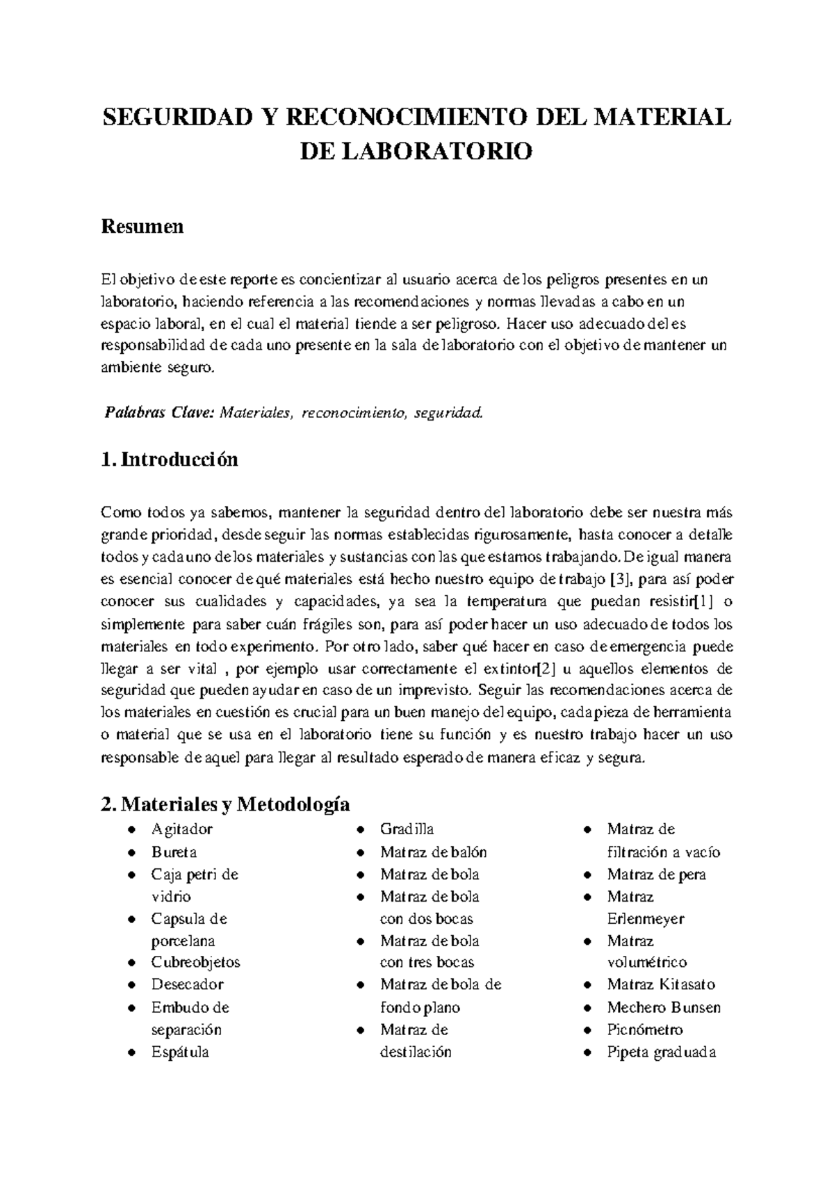 Seguridad Y Reconocimiento Del Material De Laboratorio - SEGURIDAD Y RECONOCIMIENTO DEL MATERIAL ...