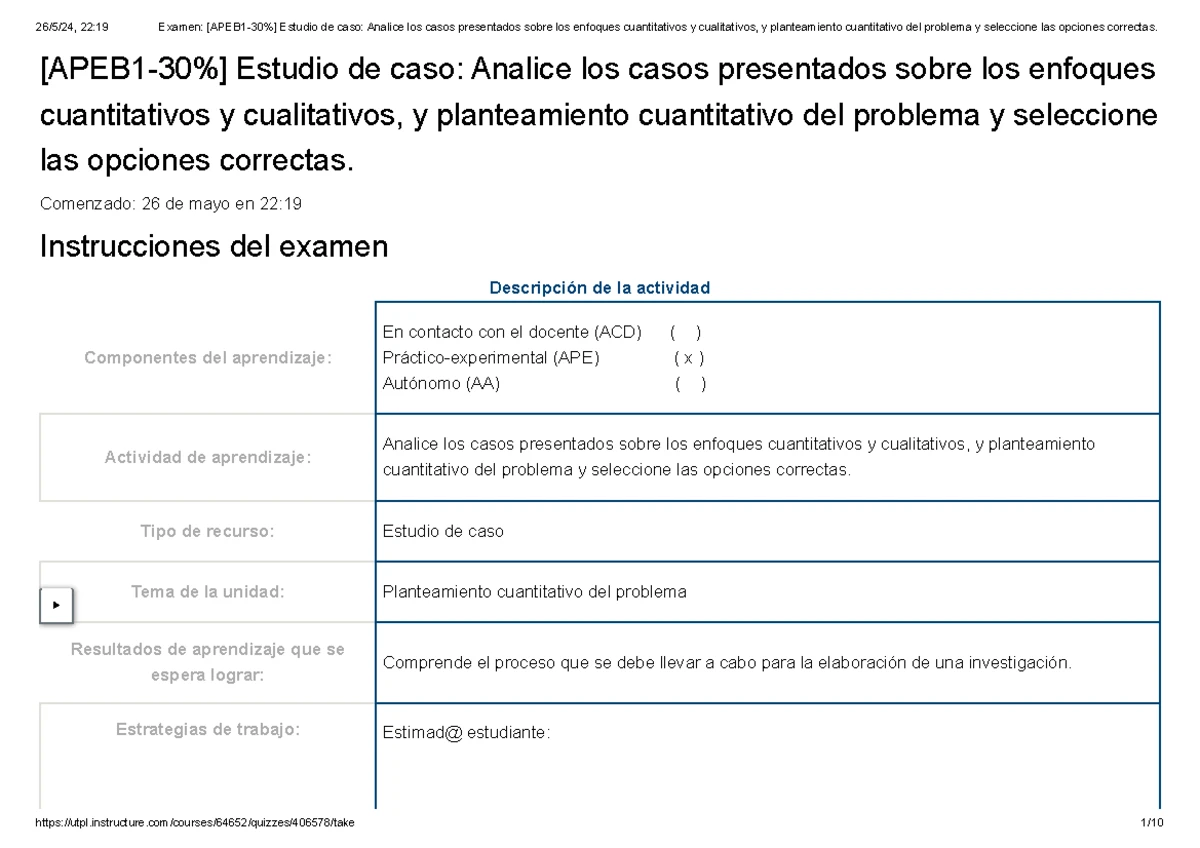 Examen [APEB 1-30%] Resolución de caso Analice los tipos de valores familiares - Comenzado: 12 ...