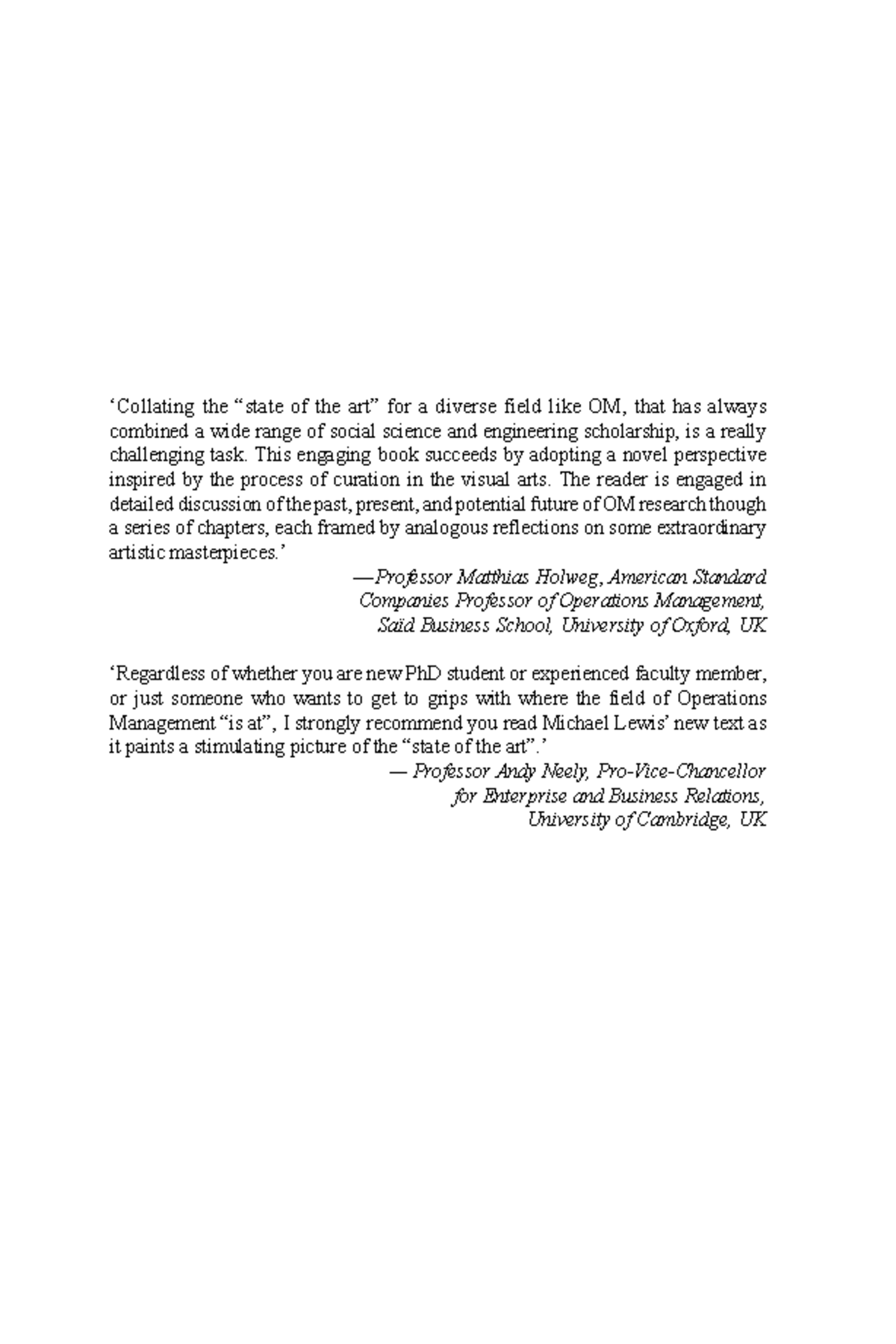 Operations Management A Research Overview assignment - ‘Collating the ...