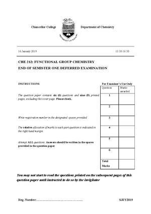 CHE212 Endsemexam 2019 - Reg. Number:.............................................. SJEY ...