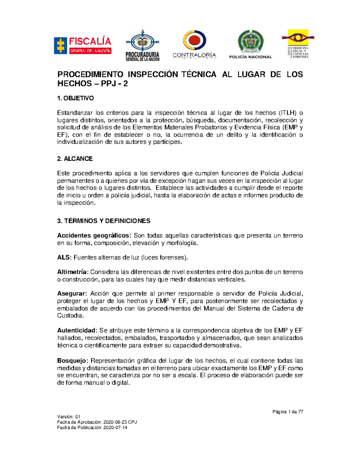 Procedimiento Inspección Técnica AL Lugar DE LOS Hechos -PPJ-2 procedimiento de policia judicial ...