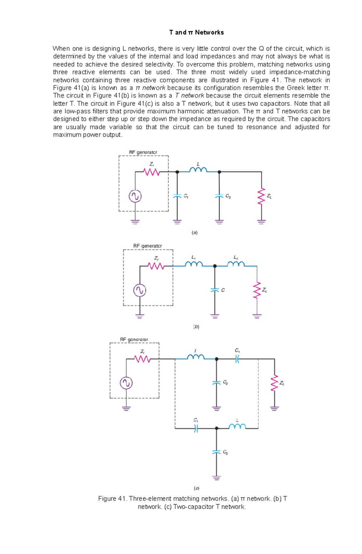 T and π Networks - T and π Networks When one is designing L networks ...