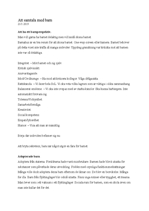 Samtal med barn - intervju - Samtal med ett 6 årigt barn Innan samtalet ...