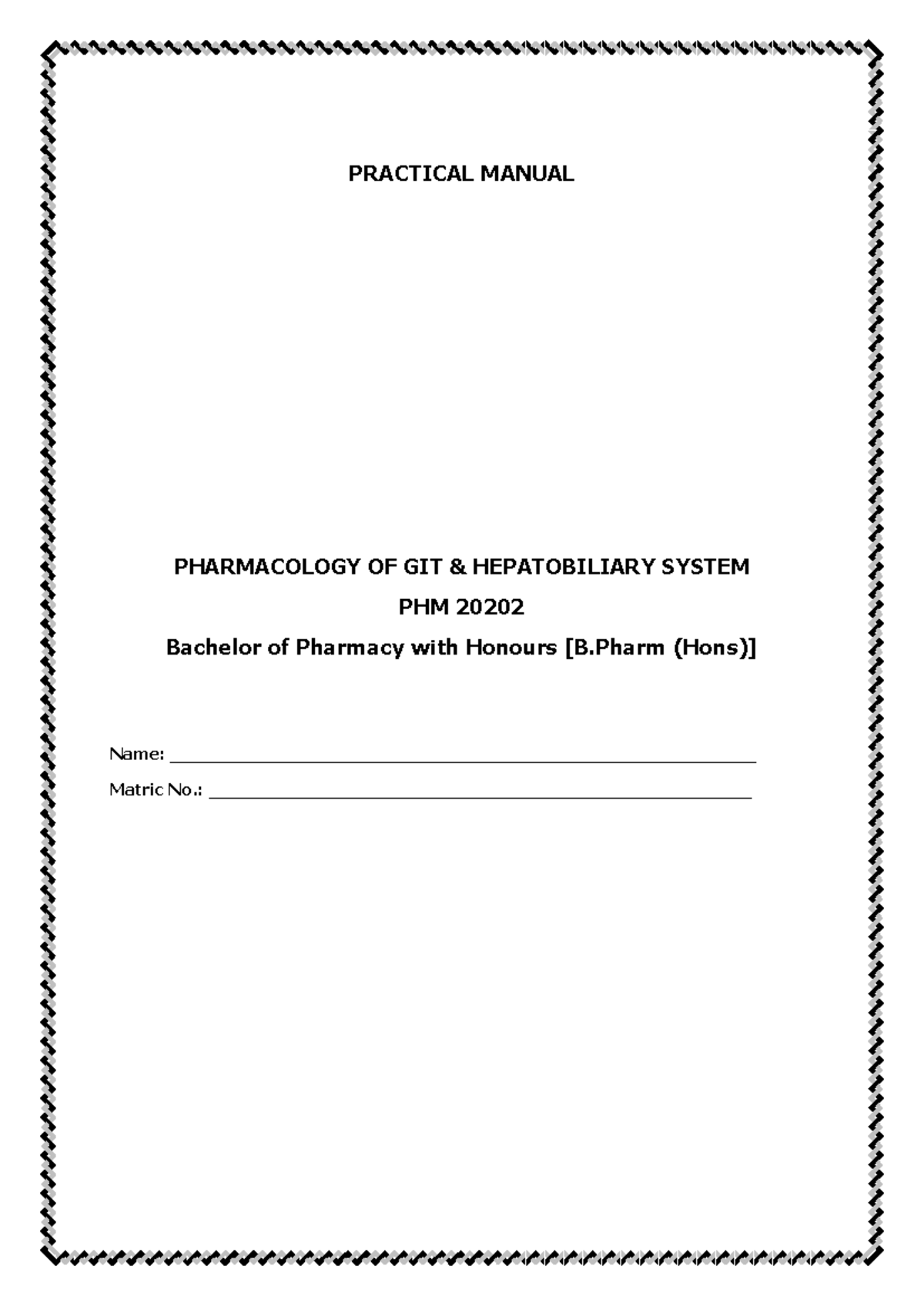 Pharmacology OF GIT & Hepatobiliary System Practice manual - PRACTICAL MANUAL PHARMACOLOGY OF ...