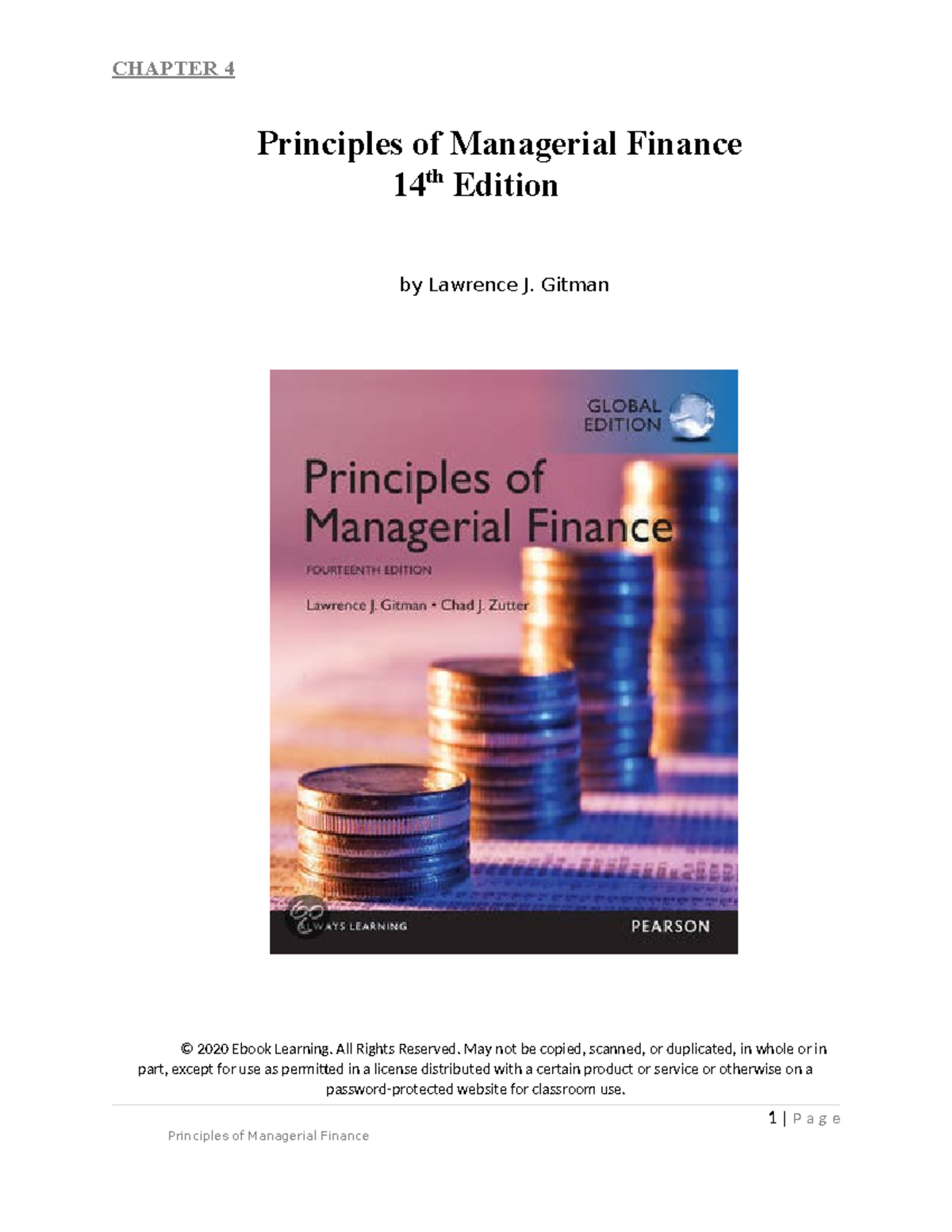 Chapter 4 Cash Flow and Financial Planning - Principles of Managerial ...