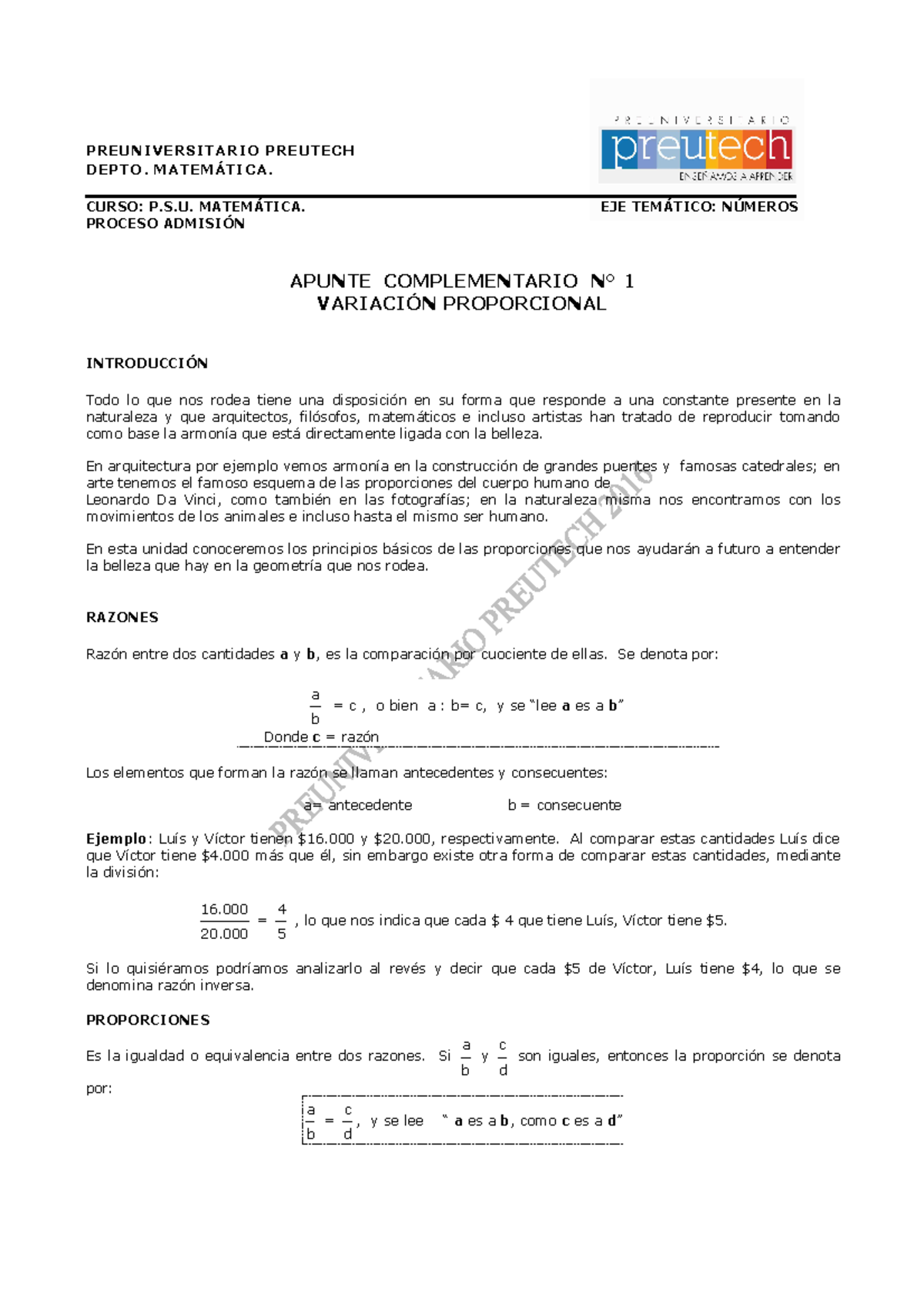 Apunte Complementarios N 1 2022 - PREUNIVERSITARIO PREUTECH DEPTO. MATEMÁTICA. - Studocu