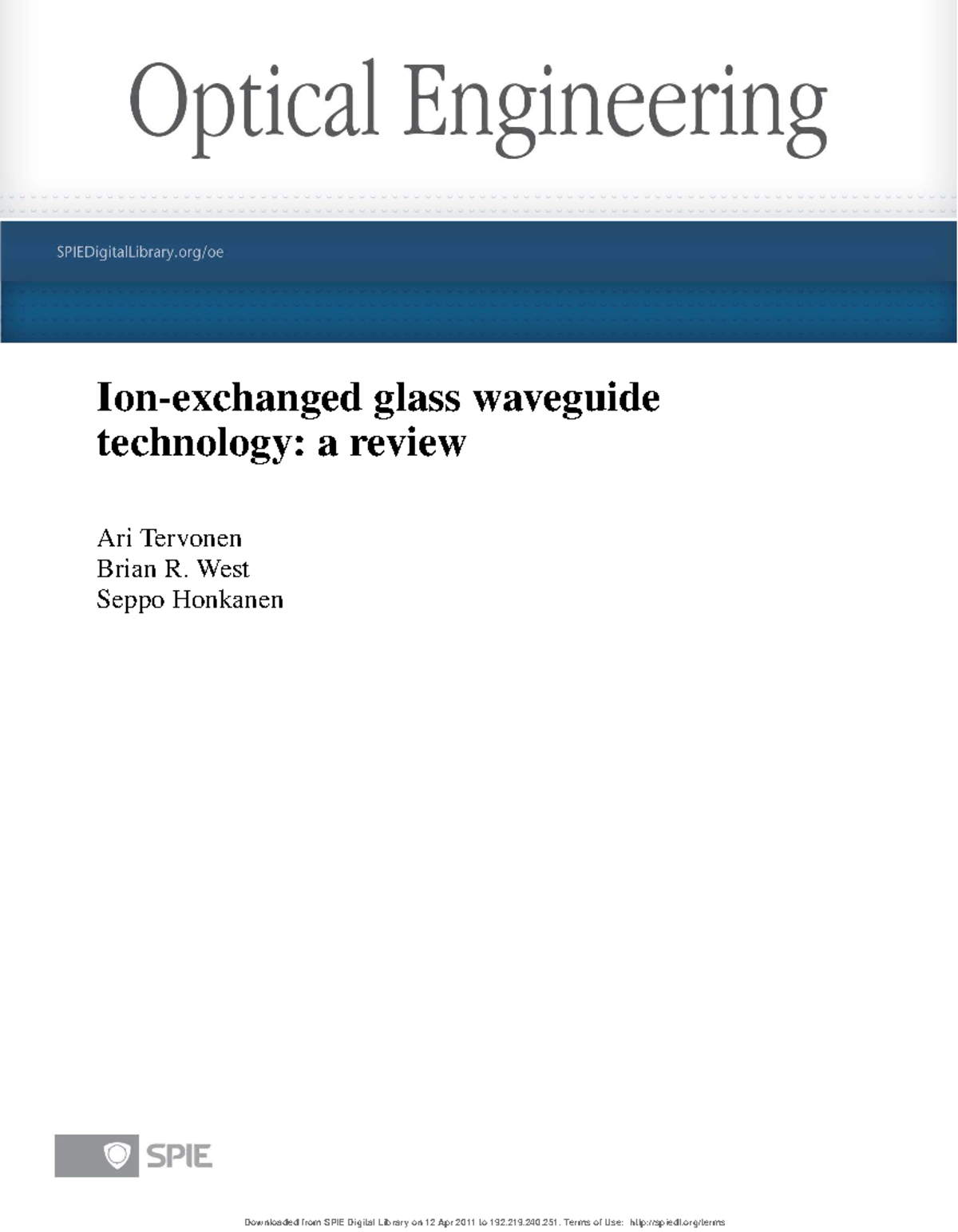 Ion-exchanged glass waveguide technology a review - glass waveguide ...