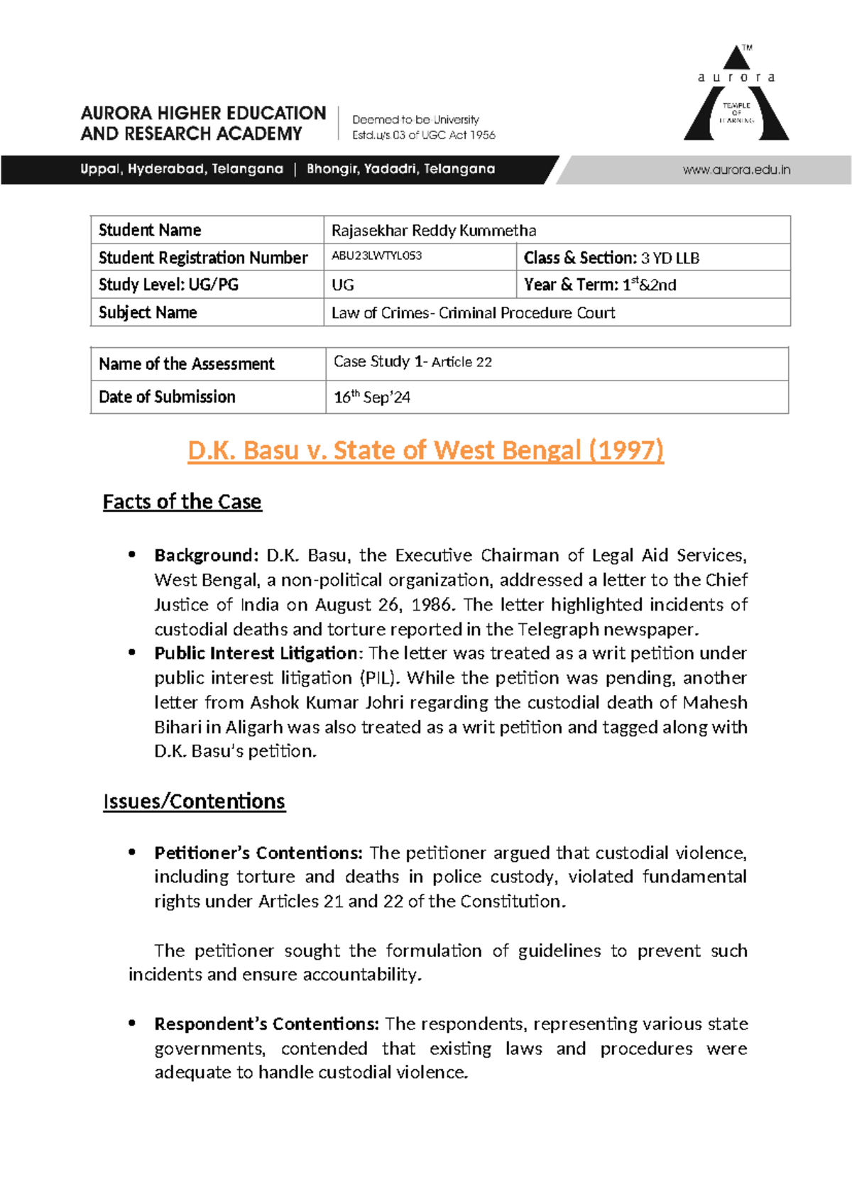 ABU23 Lwtyl 053-Assessment-Law of Crimes- Criminal Procedure Court ...